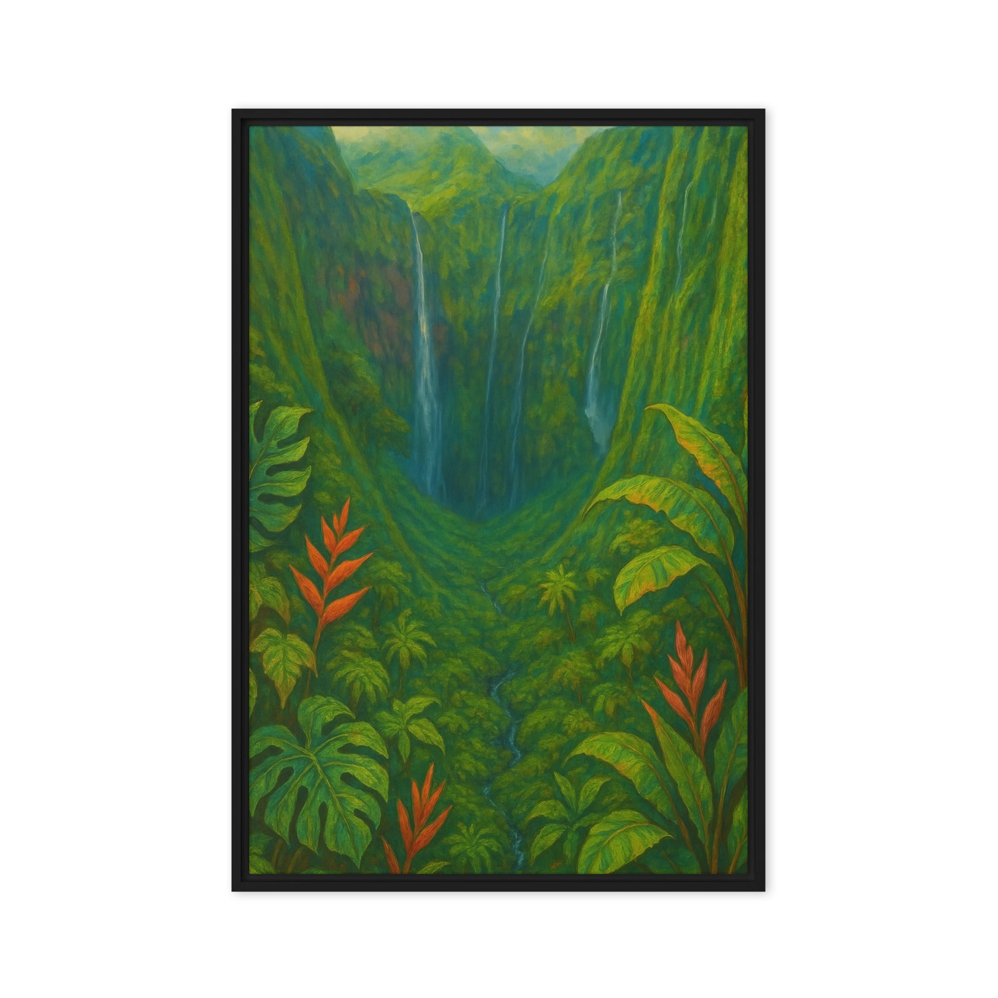 Wai'ale'ale Wailua Headwaters 'Blue Hole' Framed canvas – Hawaii Guide